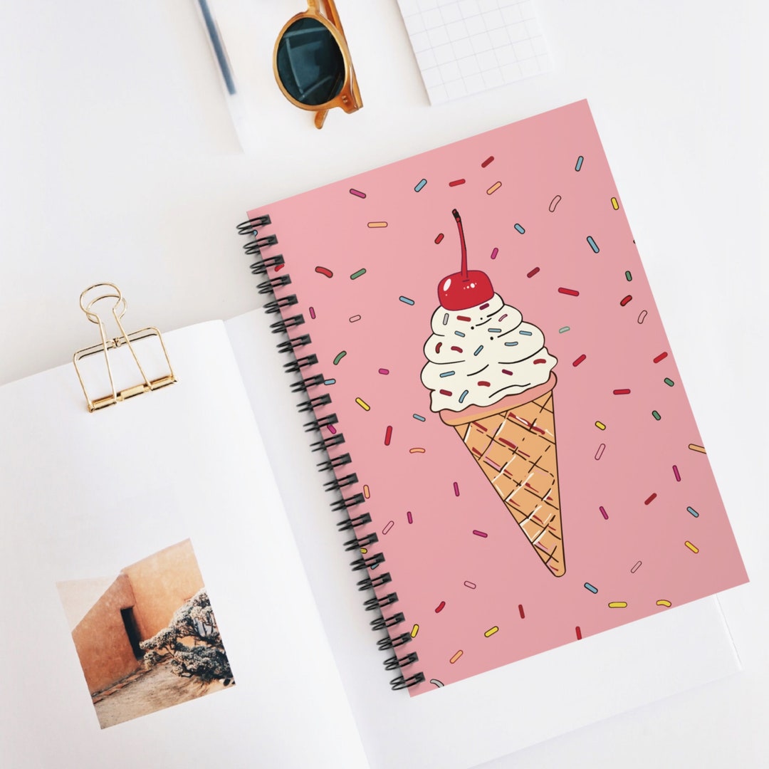 Cute Ice Cream Cone Journal Notebook Gift for Kids Teens, Spiral ...