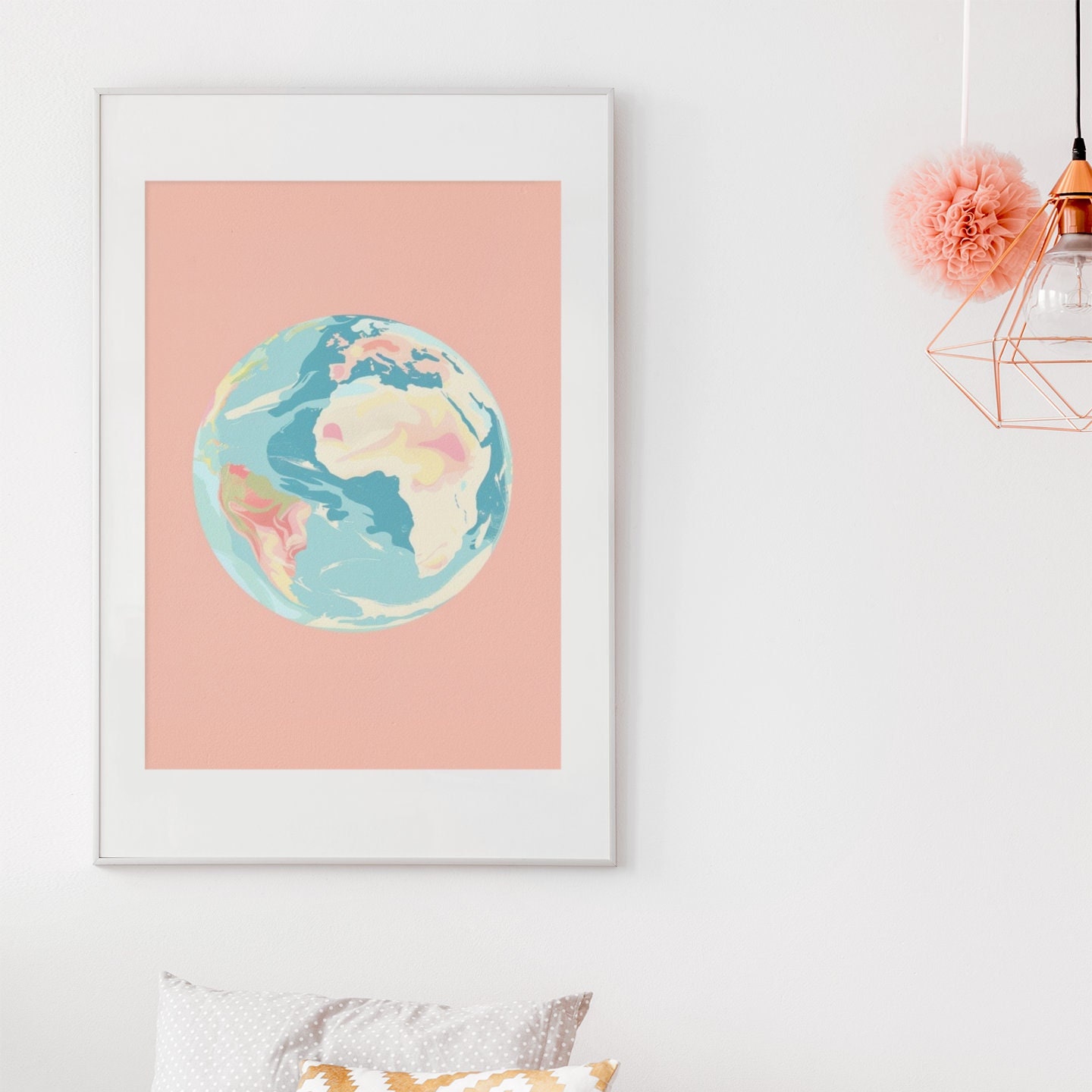 Earth Wall Art, Cute Poster, Nursery Decor, Kid's Room Poster, World ...