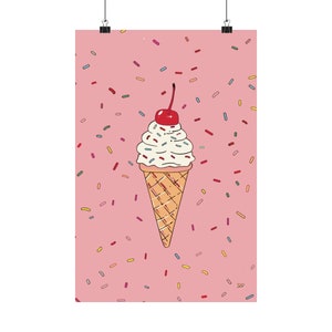 Ice Cream Wall Art, Cute Poster, Desert Ice Cream Nursery Decor, Kid's ...