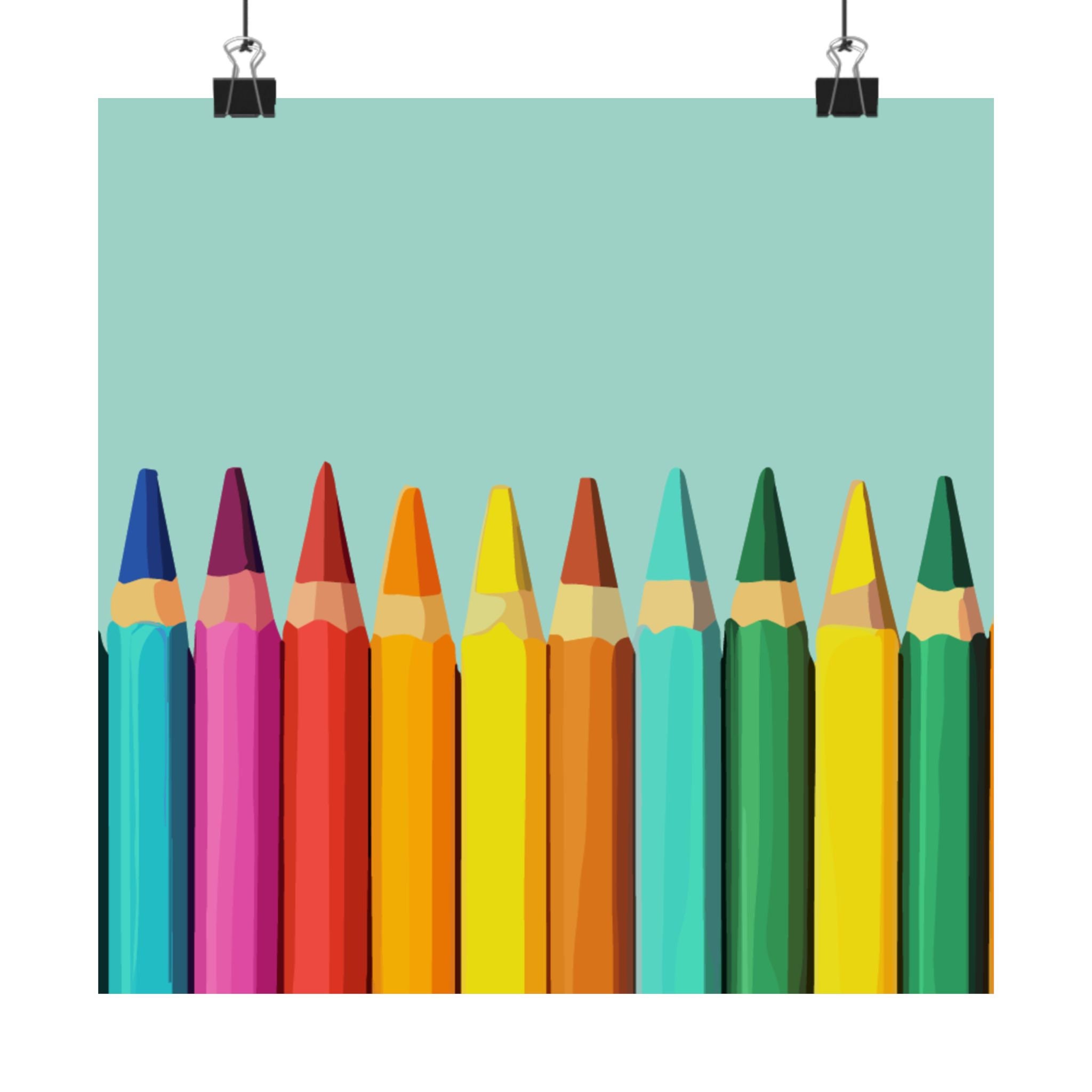 Colored Pencils Wall Art, Cute Drawing Poster, Nursery Decor, Kid's ...