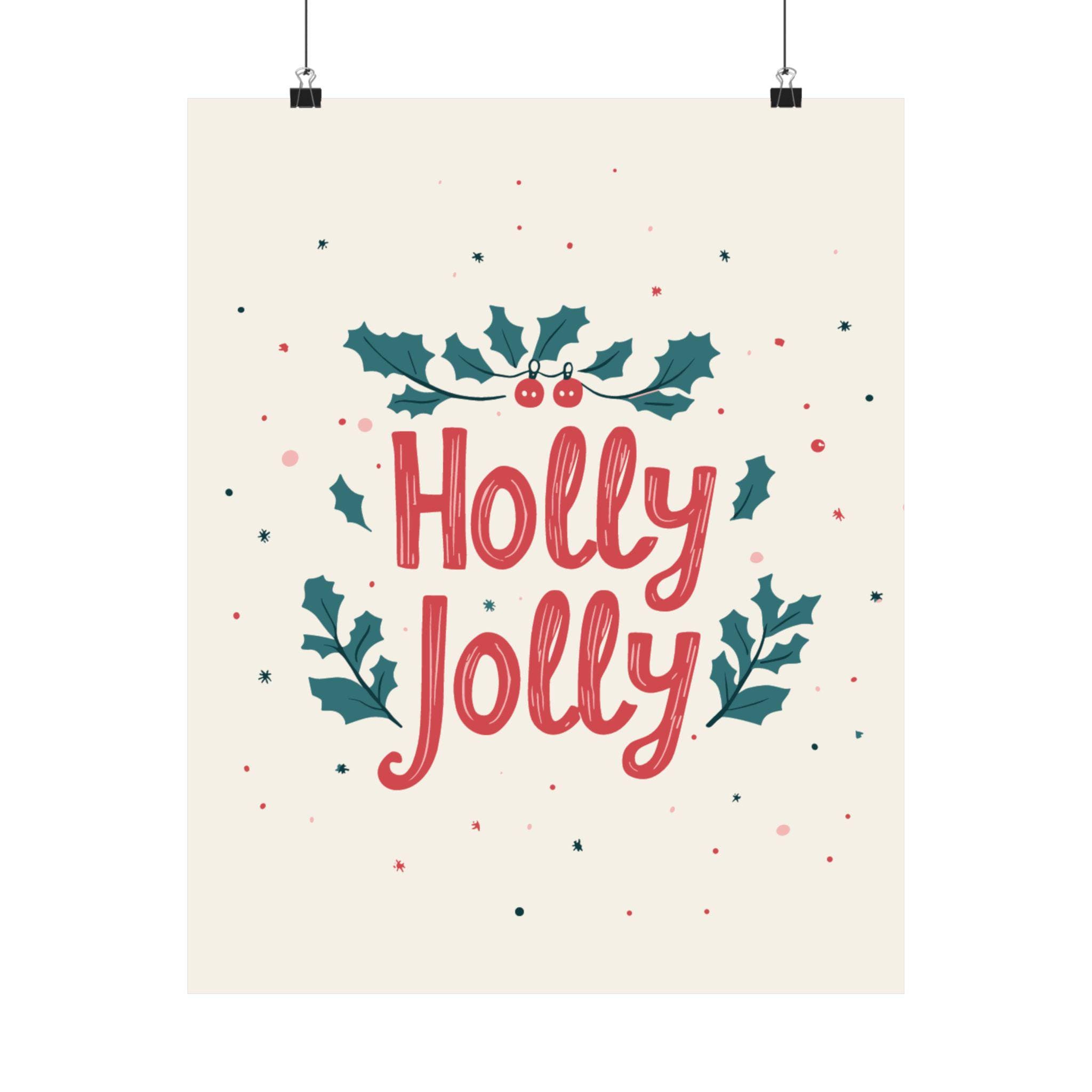 Holly Jolly Christmas Wall Art, Cute Holiday Poster, Christmas Nursery ...