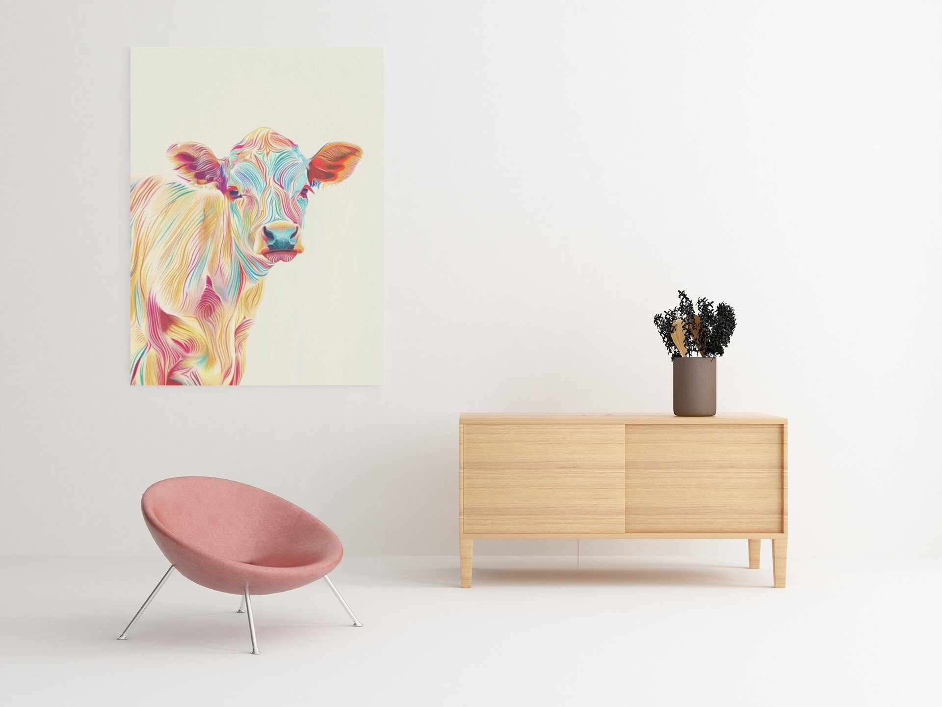 Colorful Cow Wall Art, Cute Poster, Nursery Decor, Kid's Room Poster ...