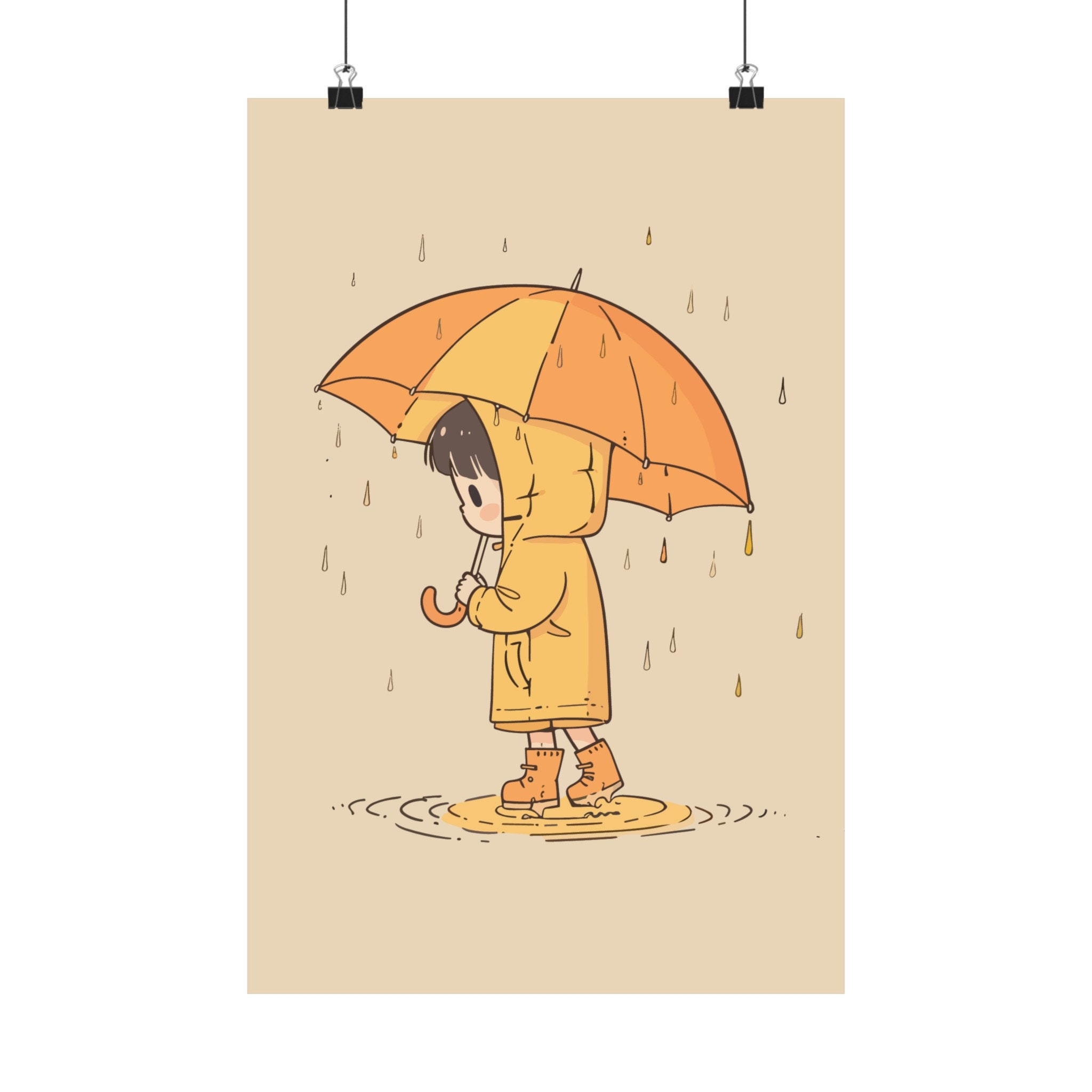 Rainy Day Wall Art, Cute Poster, Rain Umbrella Decor, Nursery Art, Kid ...