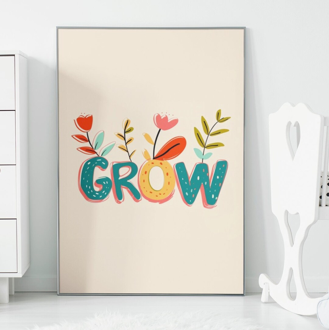 Grow Wall Art, Plants Cute Poster, Nursery Decor, Kid's Room Poster ...