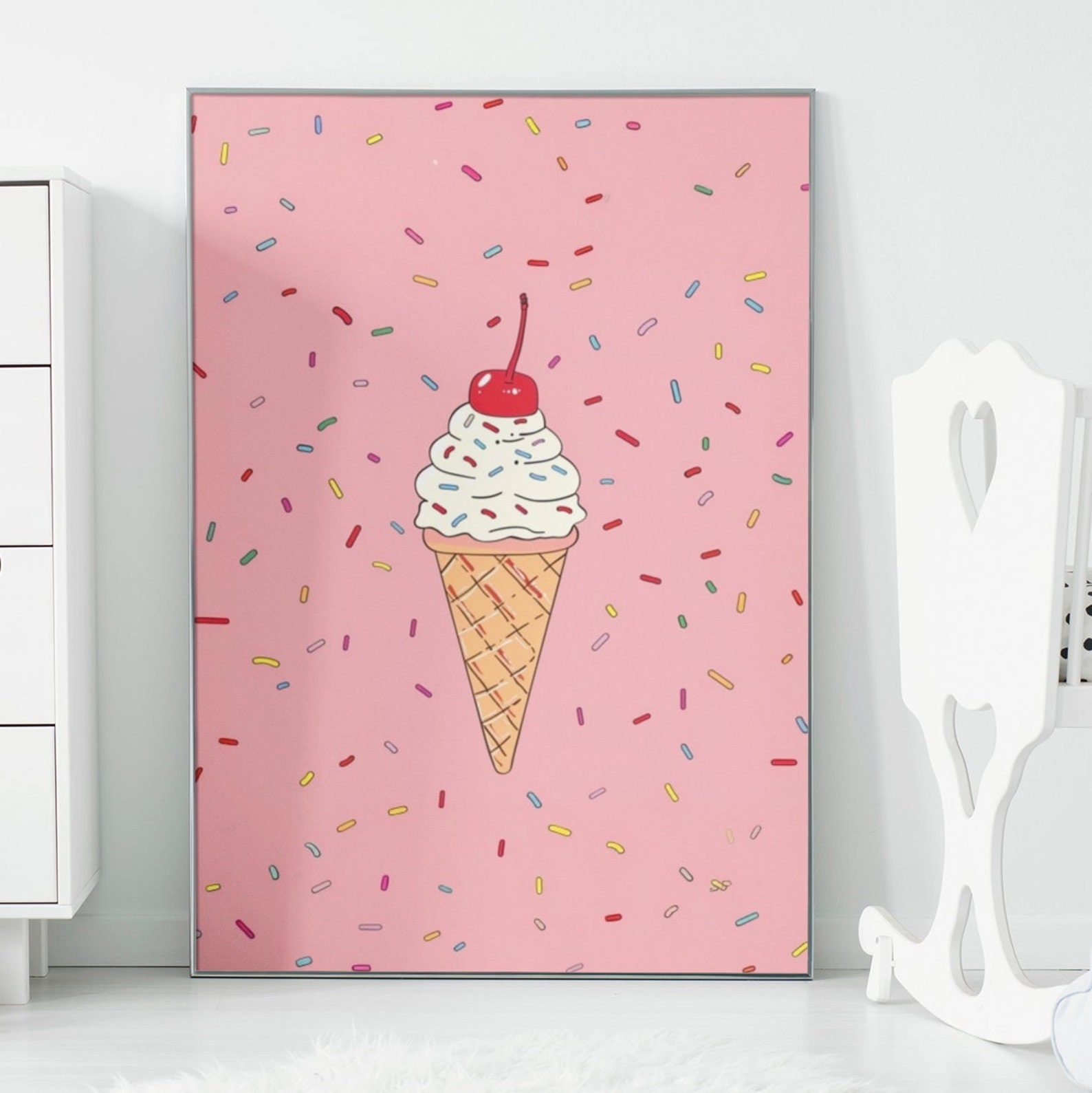 Ice Cream Wall Art, Cute Poster, Desert Ice Cream Nursery Decor, Kid's ...