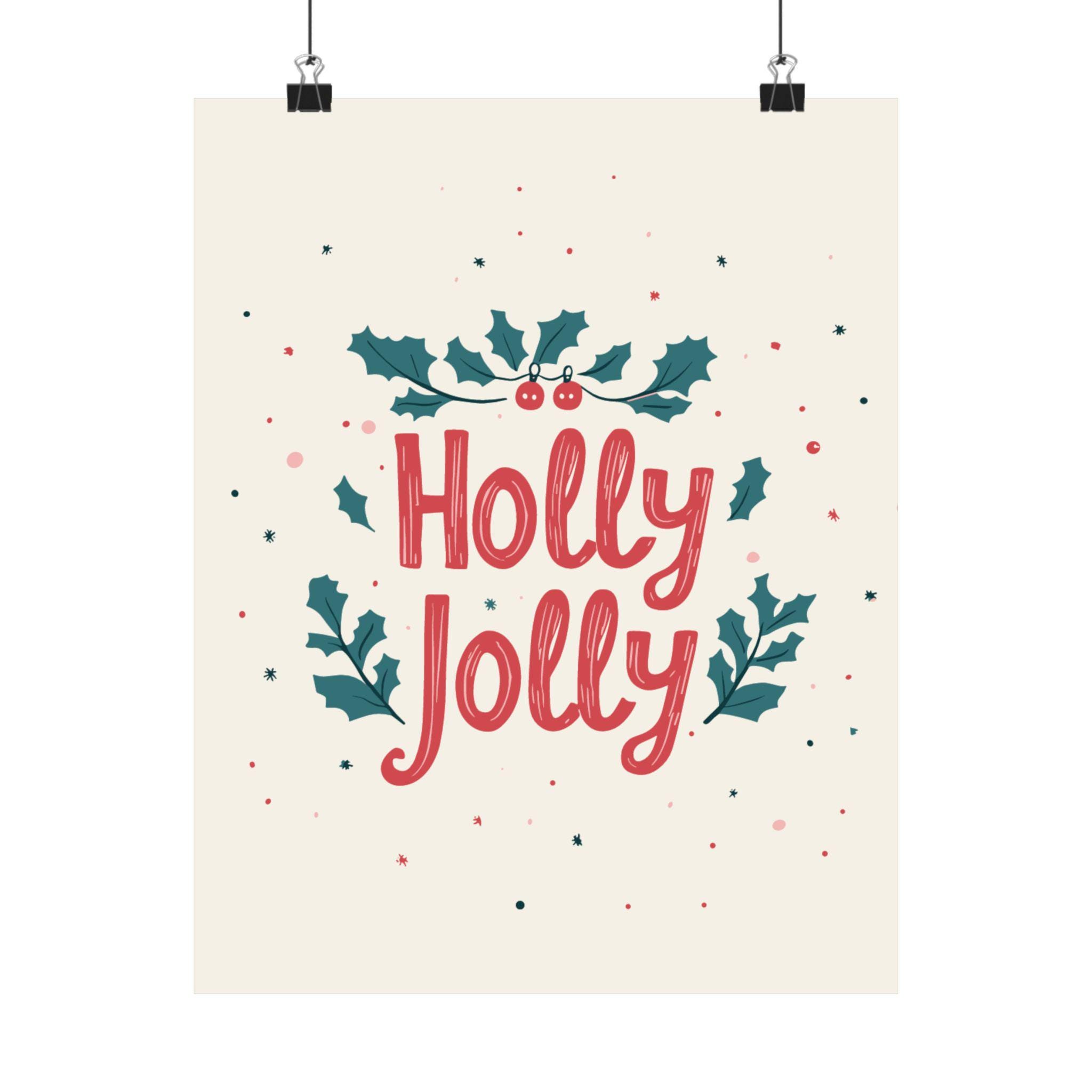 Holly Jolly Christmas Wall Art, Cute Holiday Poster, Christmas Nursery ...