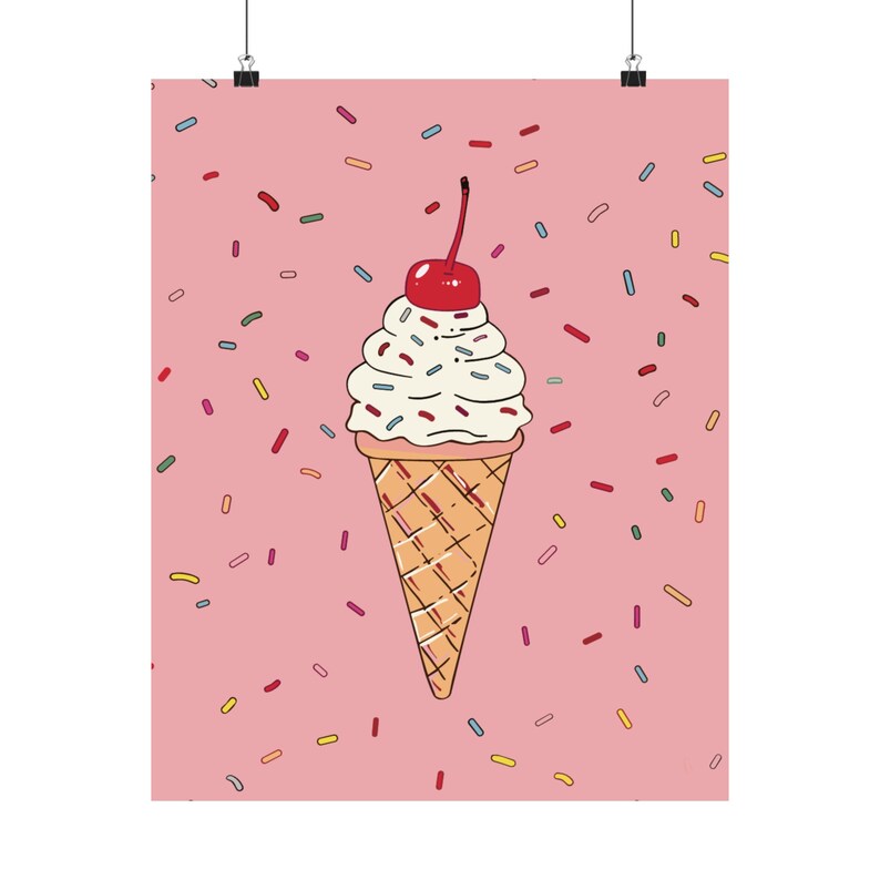 Ice Cream Wall Art, Cute Poster, Desert Ice Cream Nursery Decor, Kid's ...