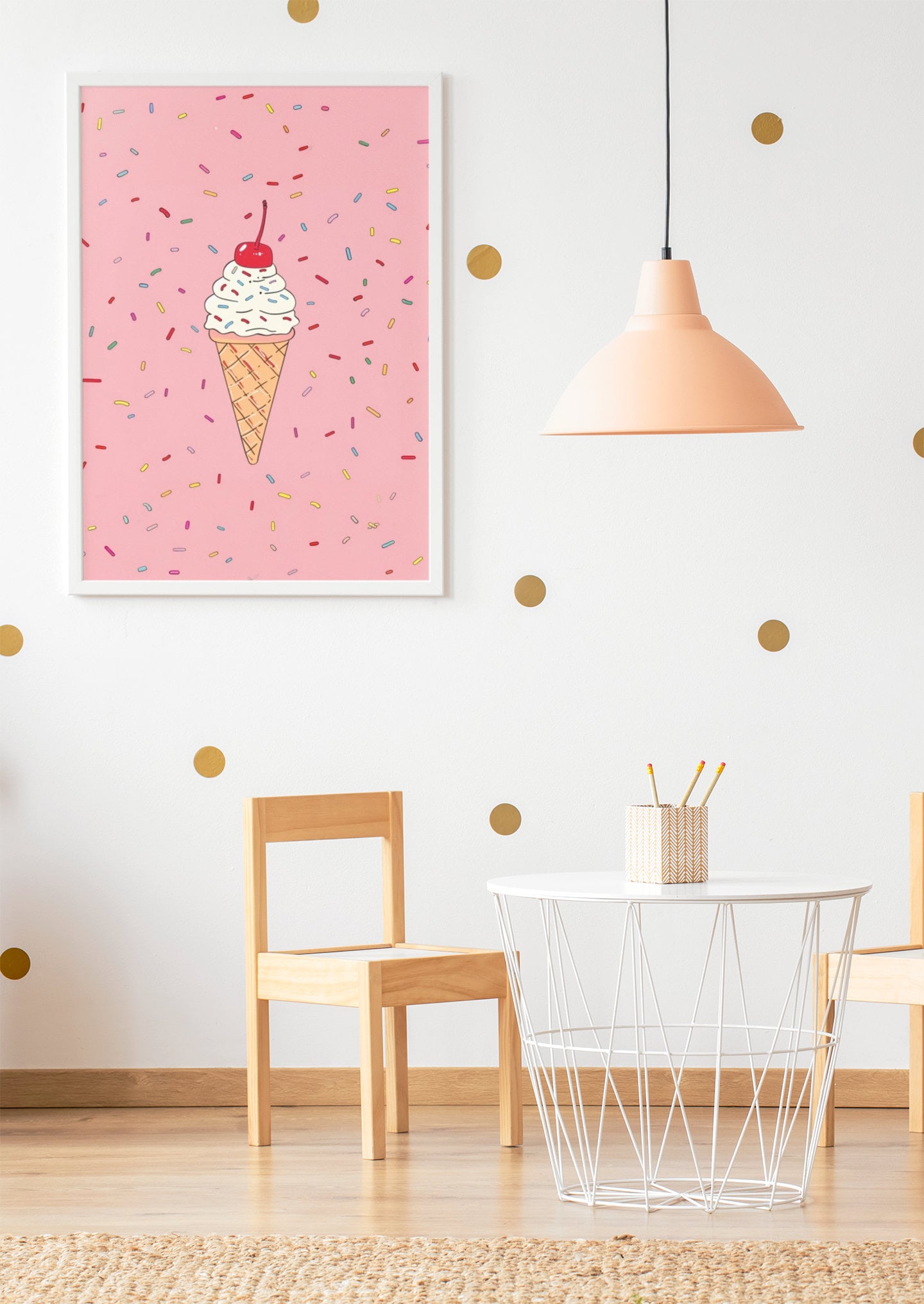 Ice Cream Wall Art, Cute Poster, Desert Ice Cream Nursery Decor, Kid's ...