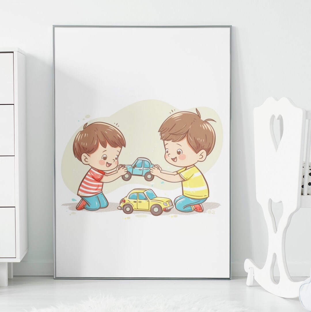 Brothers Wall Art, Cute Poster, Friends Nursery Decor, Kid's Room ...