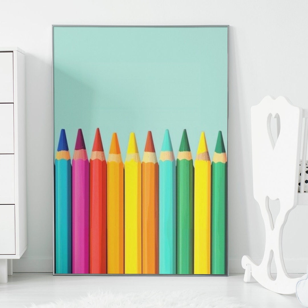 Colored Pencils Wall Art, Cute Drawing Poster, Nursery Decor, Kid's ...