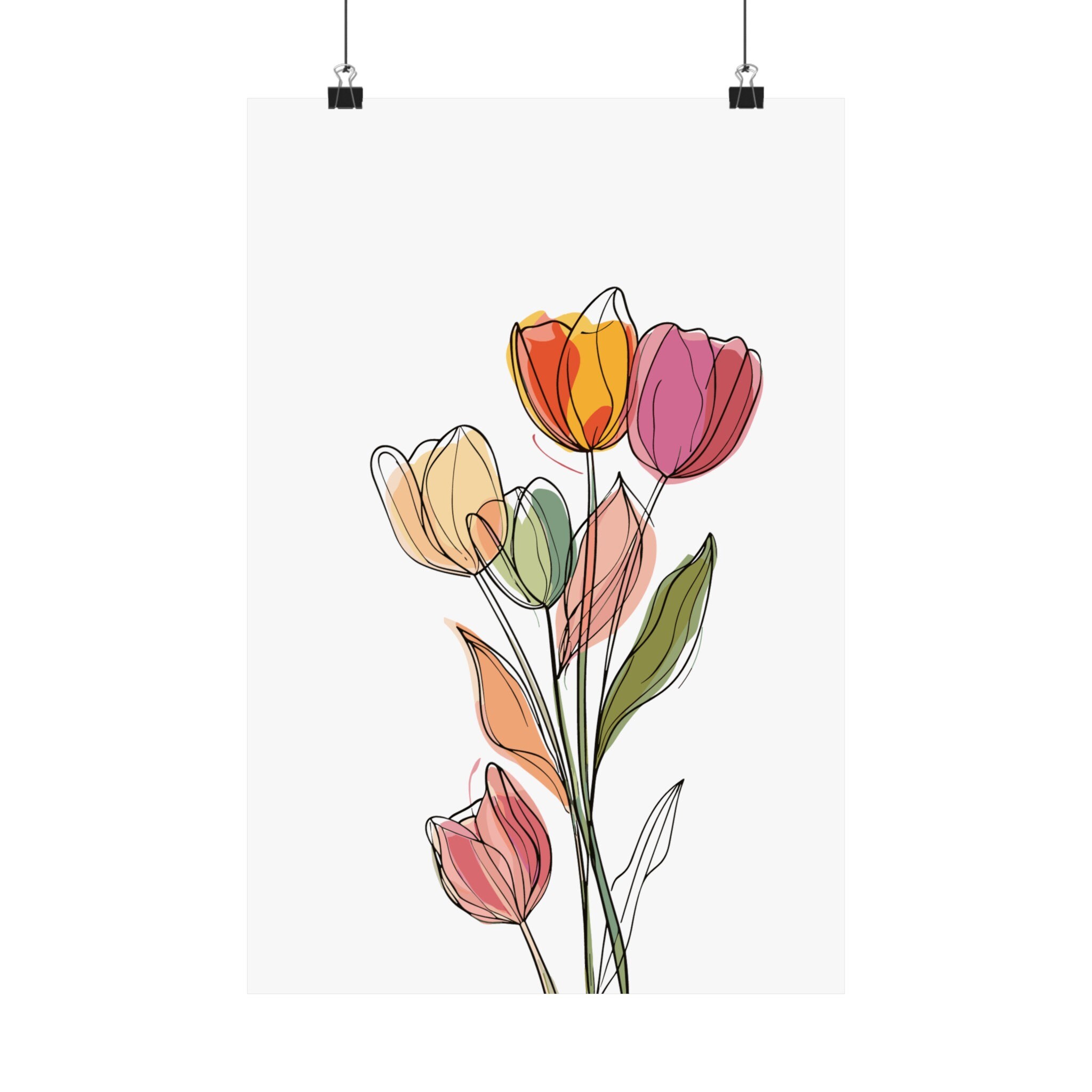 Tulip Wall Art, Cute Poster, Nursery Decor, Kid's Room Poster, Tulip ...