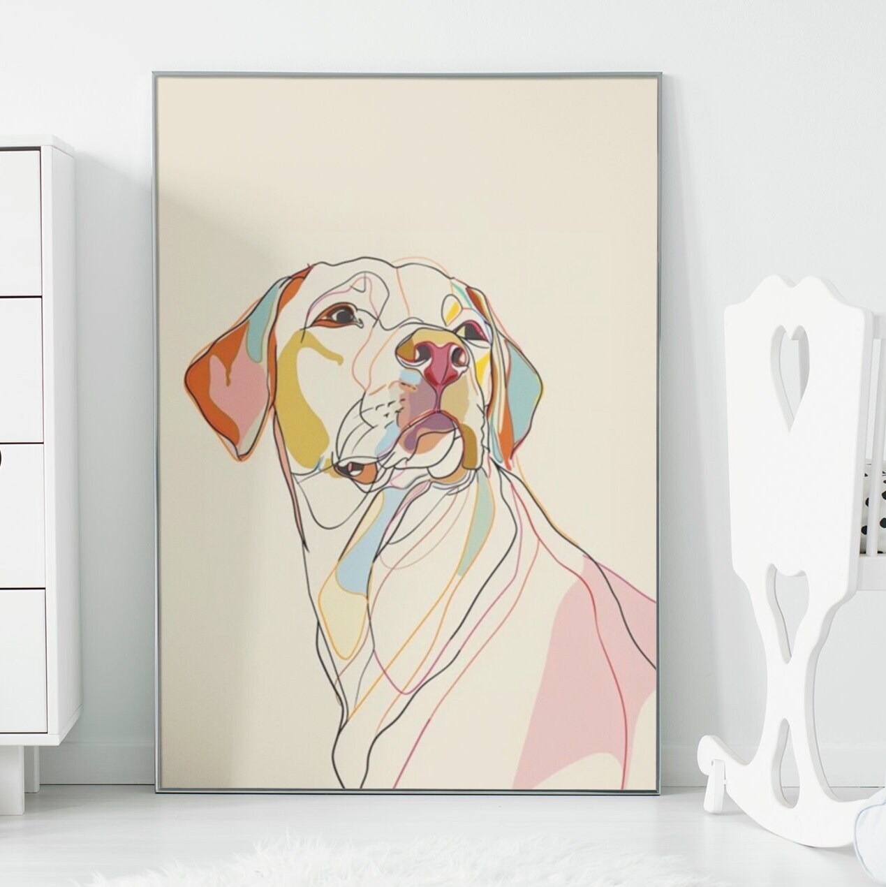 Abstract Dog Wall Art, Cute Poster, Nursery Decor, Kid's Room Poster ...