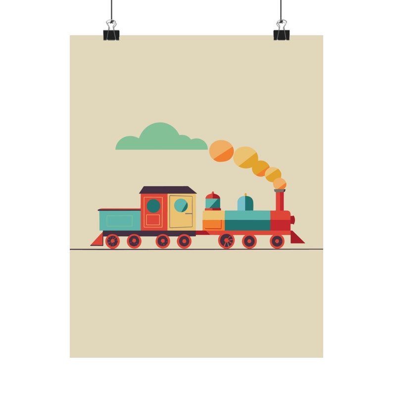 Choo Choo Train Wall Art, Cute Poster, Colorful Nursery Decor, Kid's ...