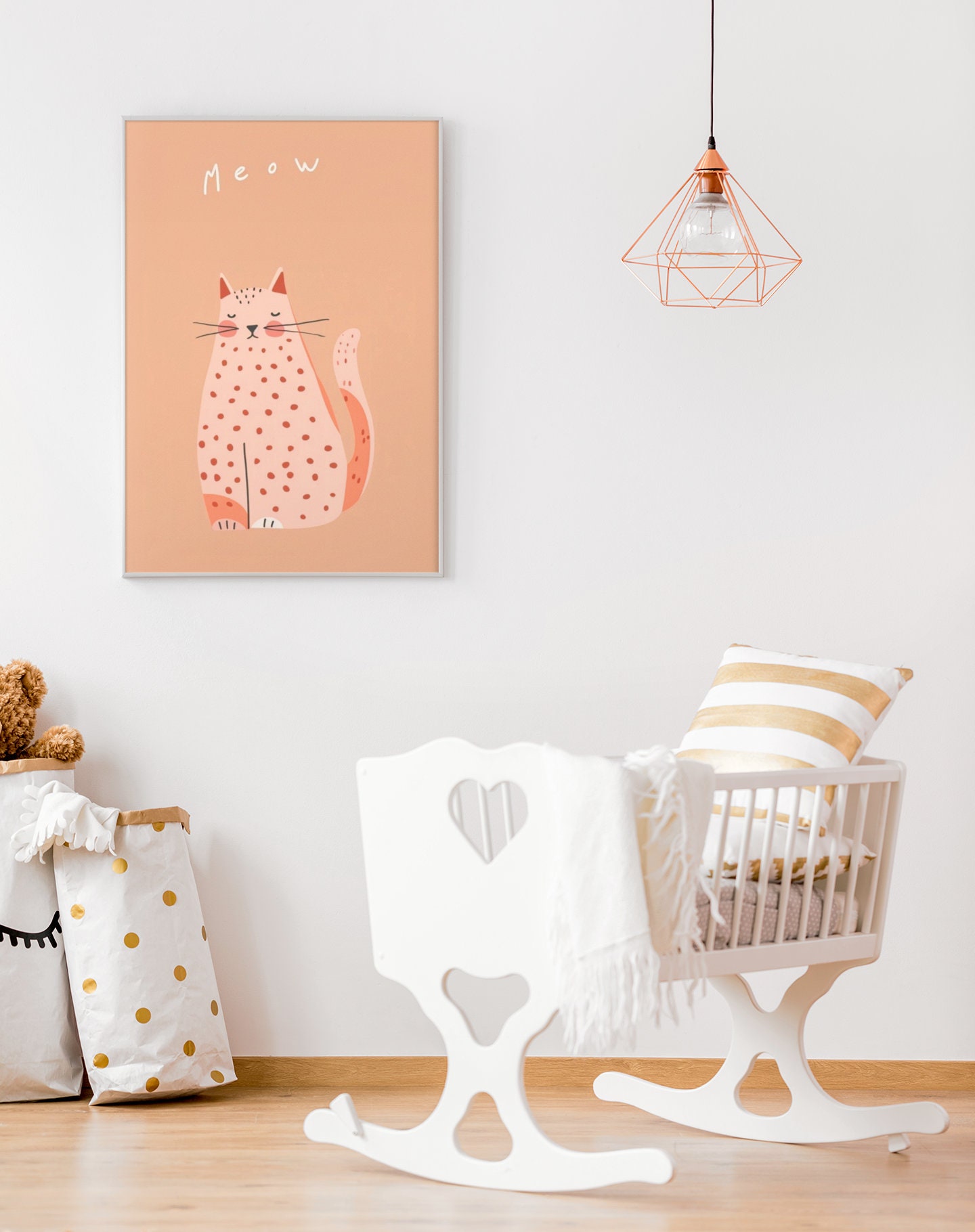 Meow Cat Wall Art, Cute Poster, Nursery Decor, Cat Kid's Room Poster ...