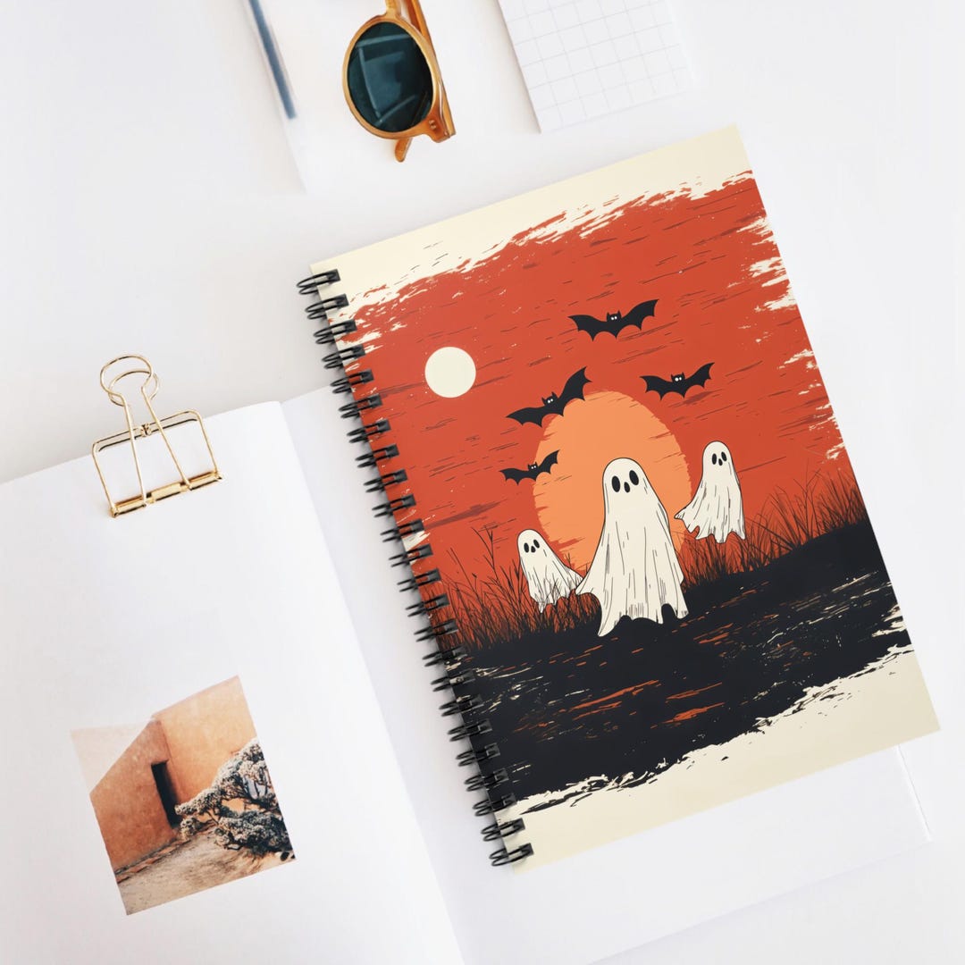Ghost Journal Notebook Gift for Kids Teens, Halloween Spiral Journal ...