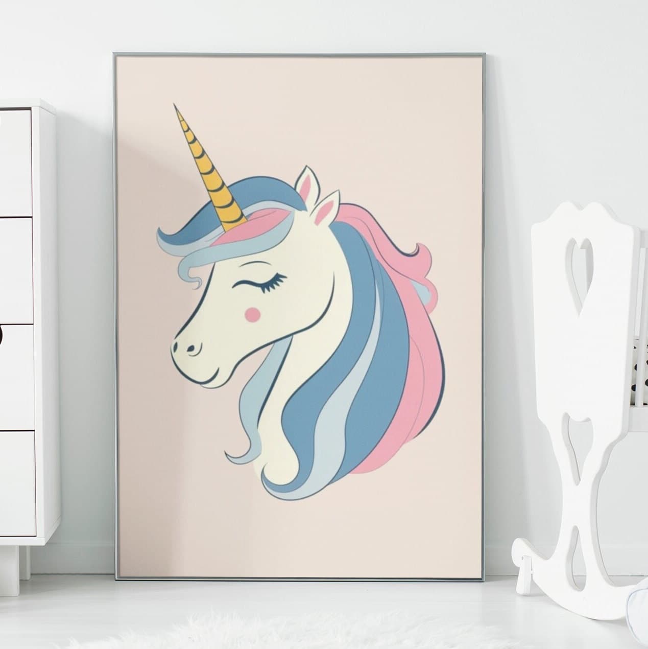 Unicorn Art, Cute Poster, Colorful Unicorn Nursery Decor, Kid's Room ...