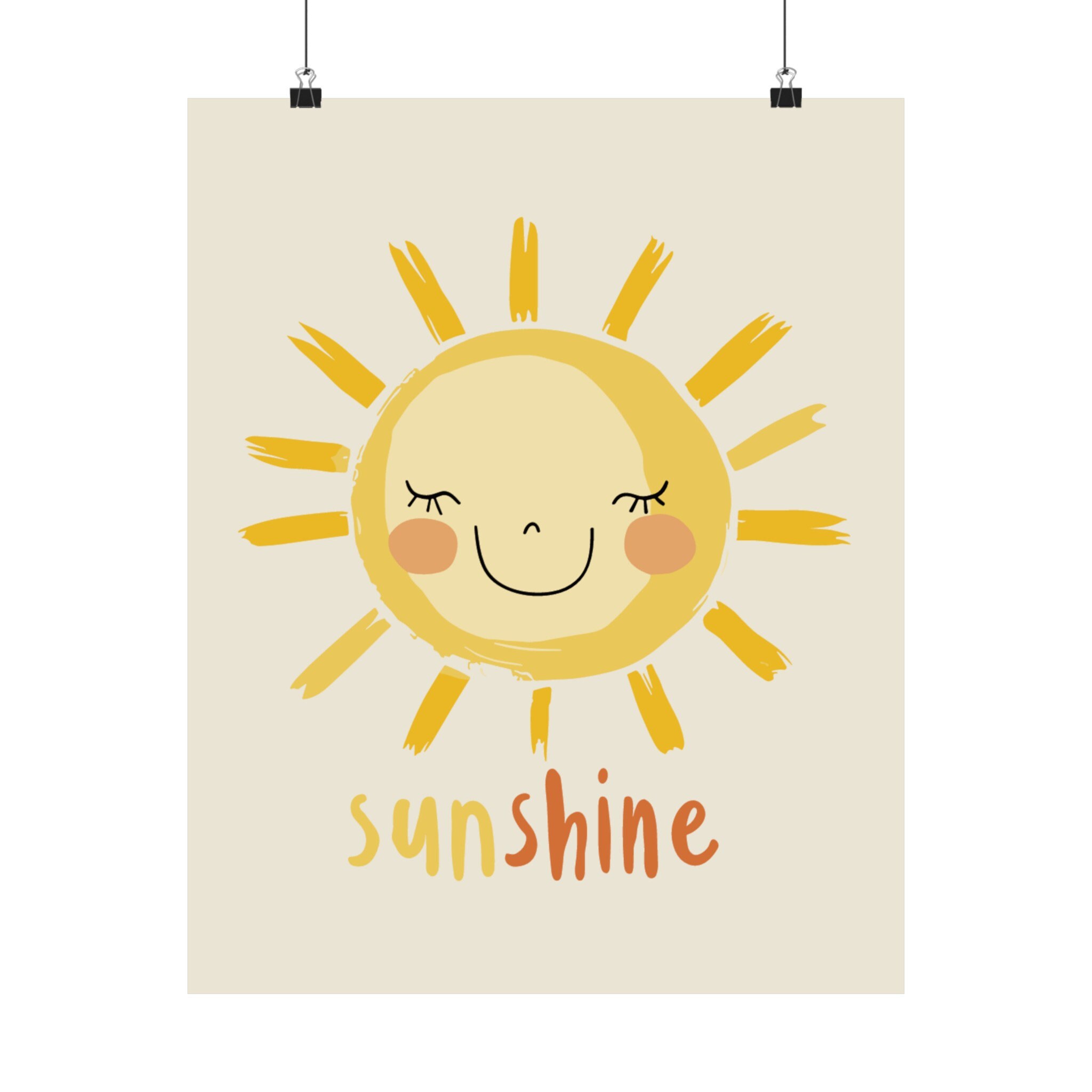 Sunshine Wall Art, Sun Cute Poster, Nursery Decor, Kid's Room Poster ...