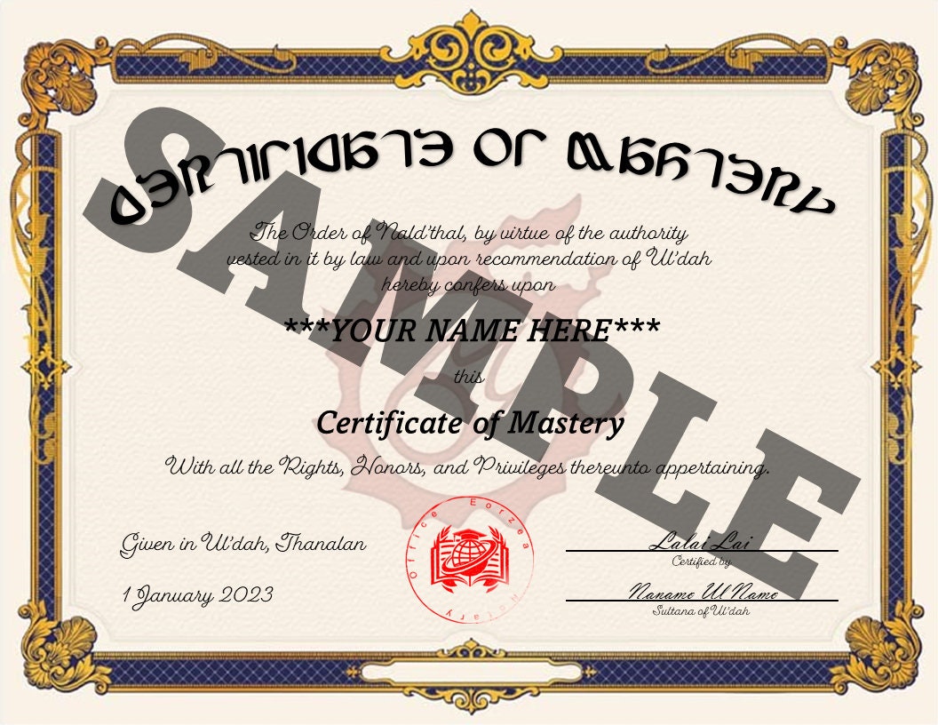 FFXIV Job Mastery Certificate W/ Frame (black Mage, Blue Mage, Red Mage ...