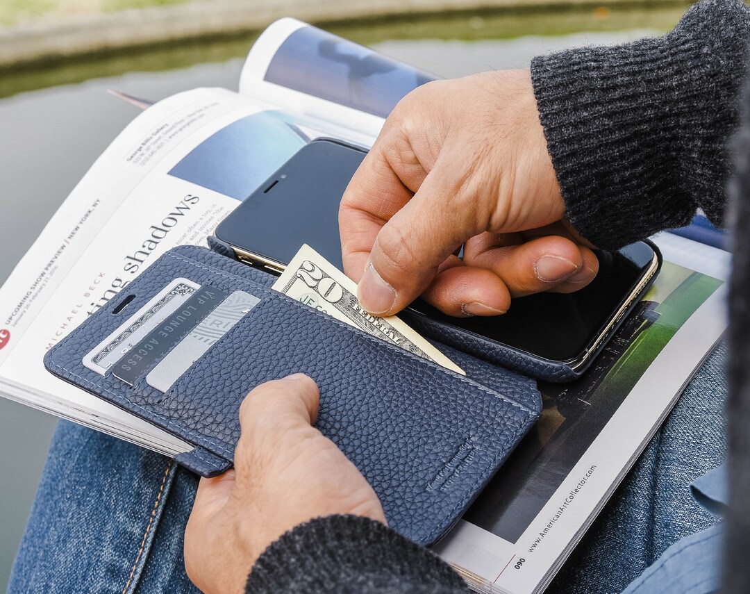 Genuine Blue Leather iPhone 12 Pro and 12 Pro Max Wallet Case Folio - Etsy