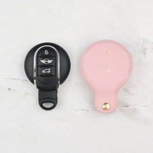 Mini Cooper Car Key Leather Cover and Keychain in Black Pebble Grain ...