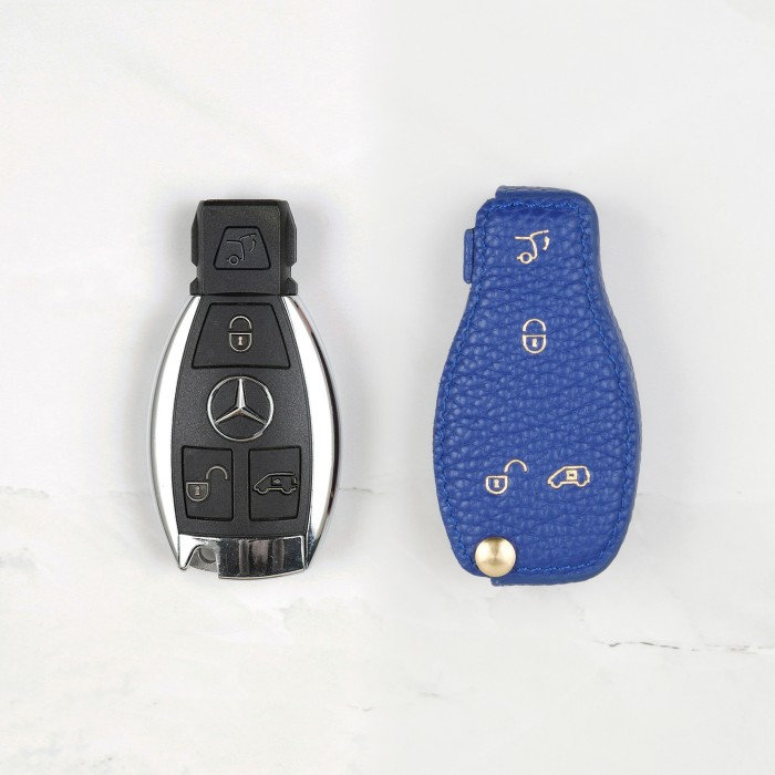 Mercedes Benz Car Key Leather Cover and Keychain in Black Pebble Grain ...