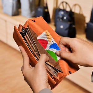 Orange Pebble Grain Genuine Leather Crossbody Phone Purse in Black ...