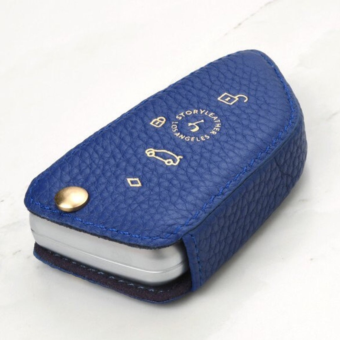 BMW Car Key Case Blue Pebble Grain Leather With Keychain - Etsy