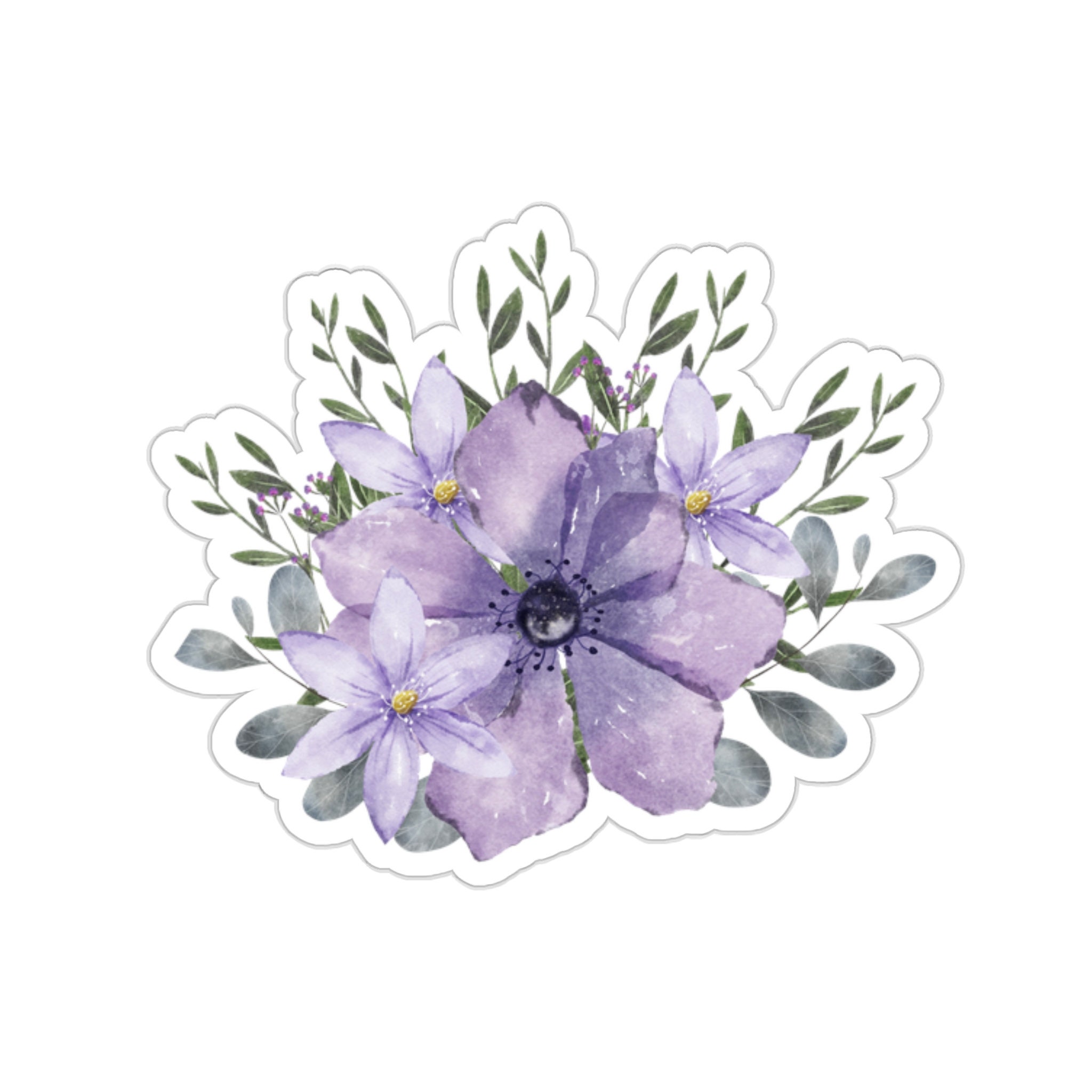 Whimsical Floral Sticker Purple Nature's Delight in Adhesive Art - Etsy
