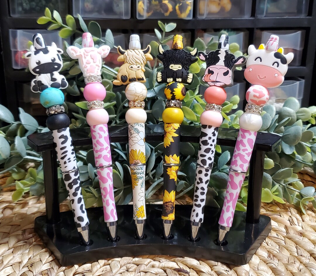 Cow Print Beaded Pen: Funny Animal Ballpoint Pen, Refillable - Etsy