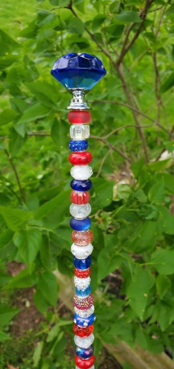 Glass Yard Stake Fairy Wand Small Glazing Ball Wand. Red | Etsy