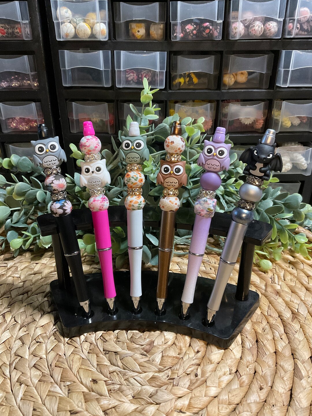 Beaded Owl Pen: Refillable Ballpoint Pen - Etsy
