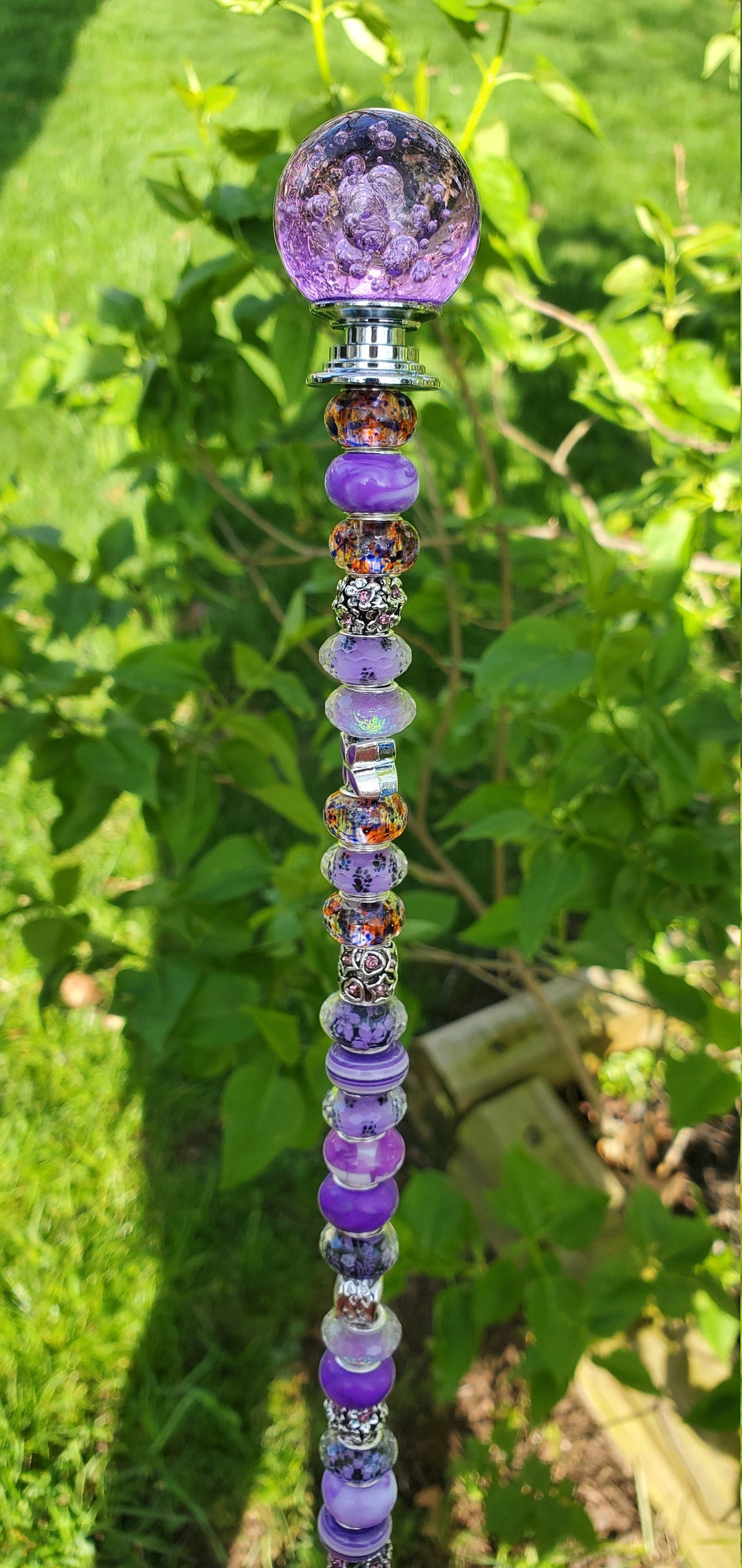 Beaded Garden Stake | Outdoor Yard Art Decor | Gift for Garden Lovers ...