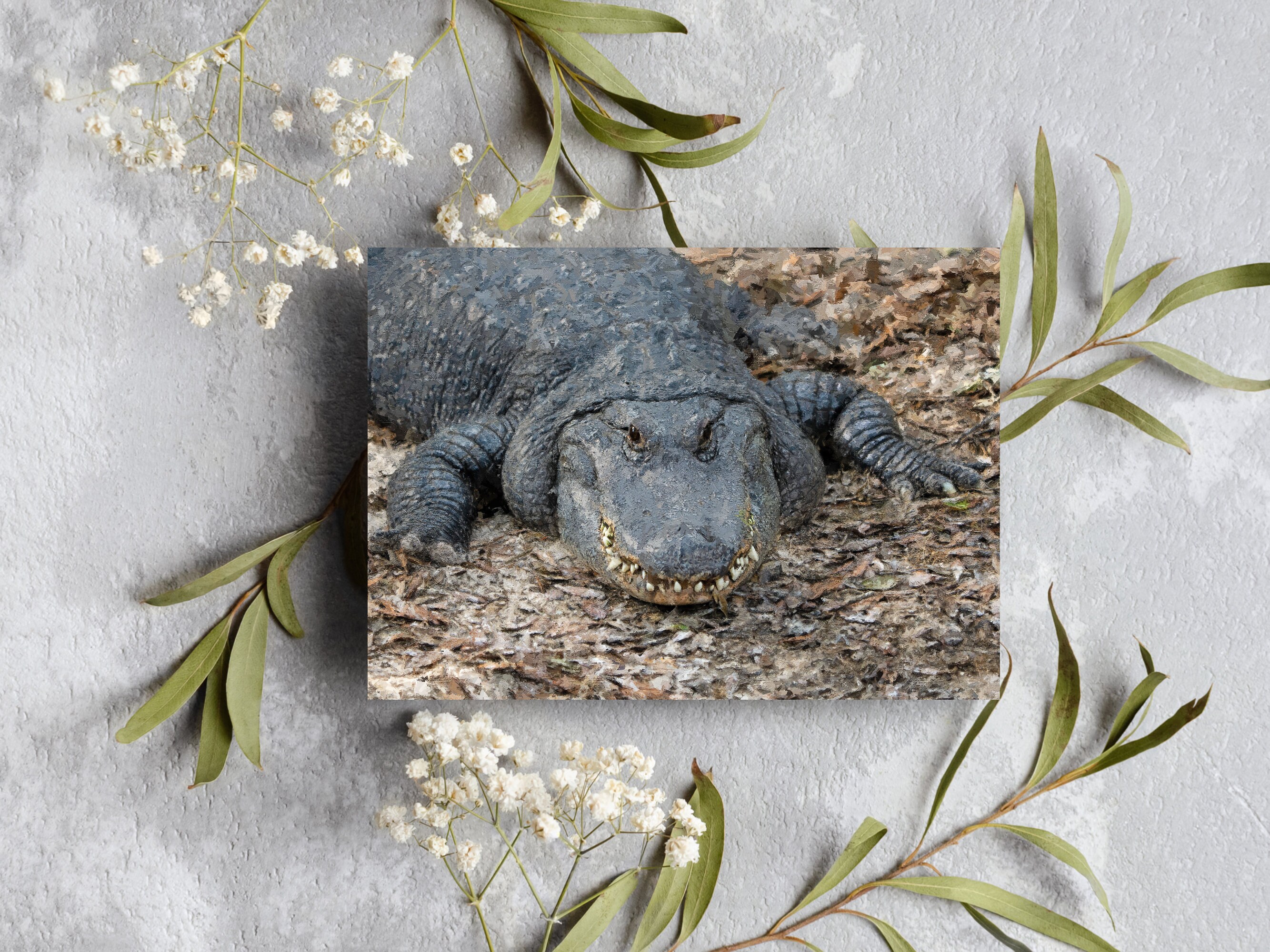 American Alligator, Original Art, 5x7 Note Card With Envelope, Blank ...