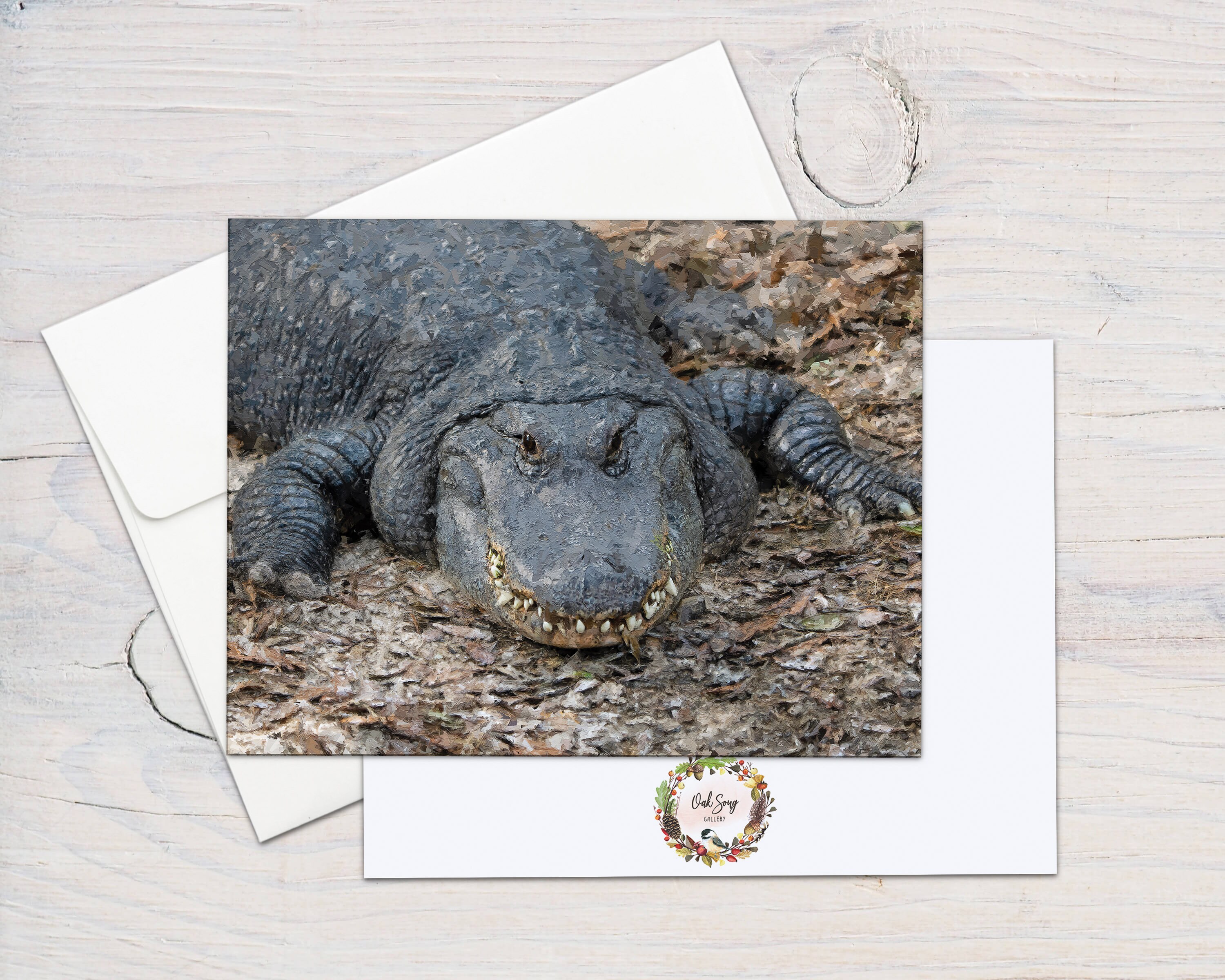 American Alligator, Original Art, 5x7 Note Card With Envelope, Blank ...