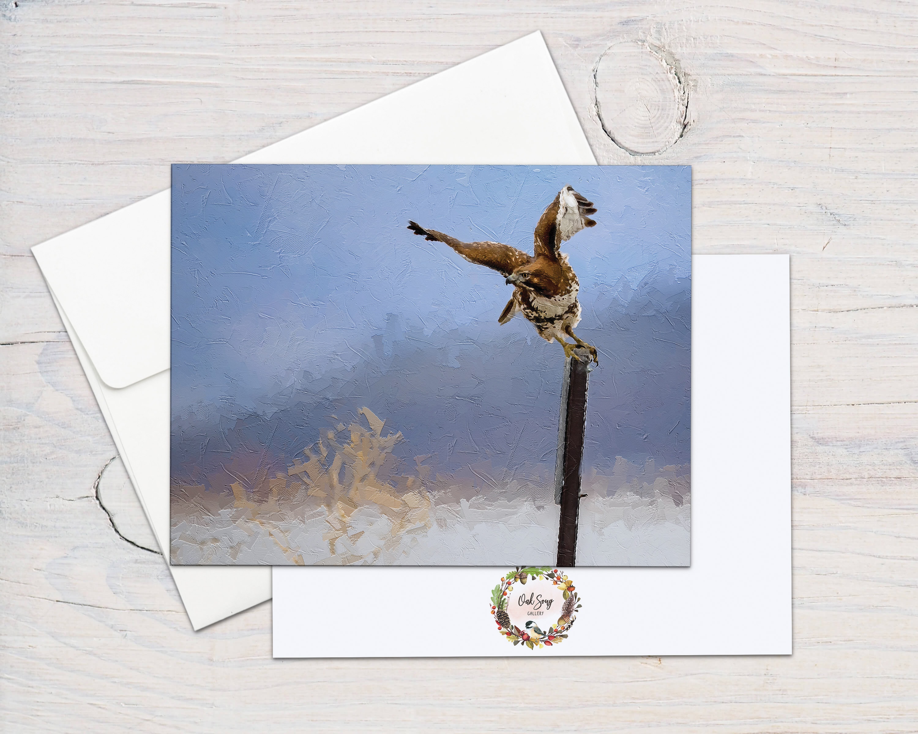 Red-tailed Hawk, Original Art, 5x7 Note Card With Envelope, Blank ...