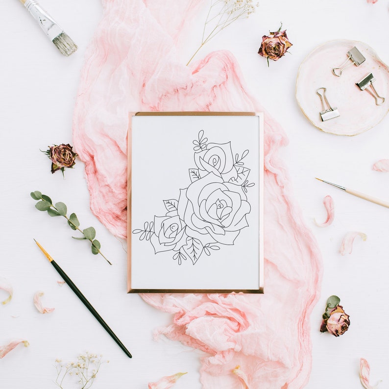 Curved Roses Single Line SVG Png Dxf Eps Pdf - Etsy