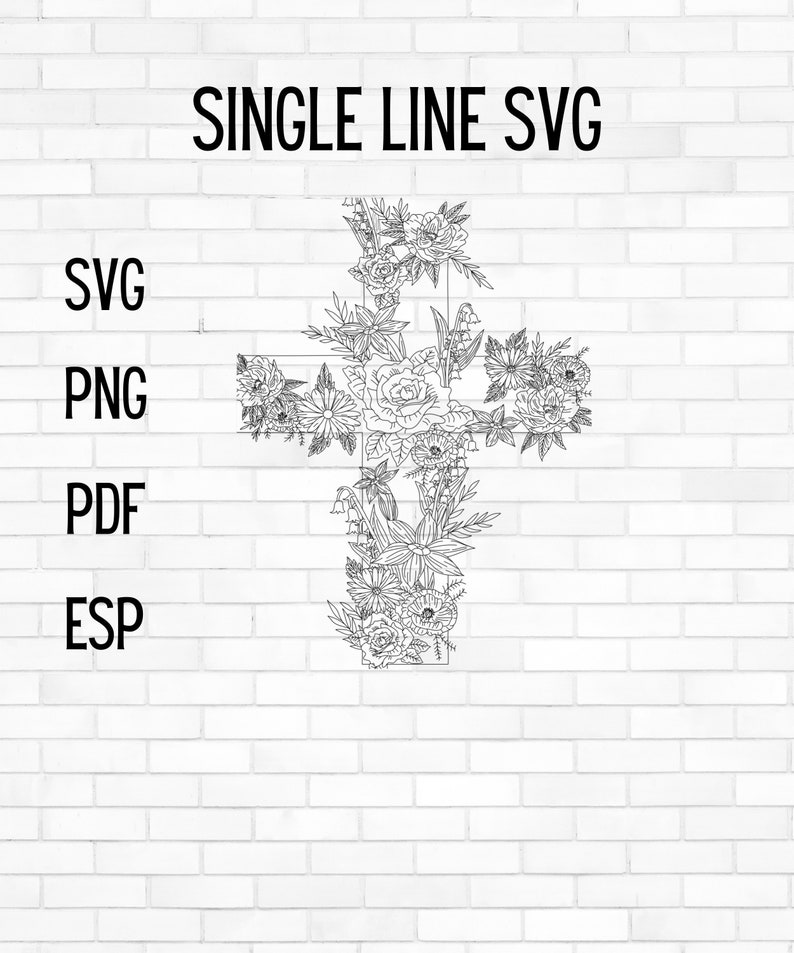 Flower Cross Single Line SVG for Foil Quill Draw Tool Engraving Tool ...