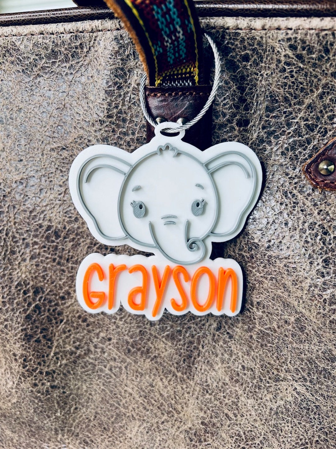 Personalized Elephant Name Bag Tag, Bogg Bag Charm, Backpack Tag ...