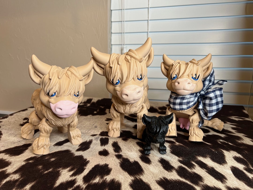 3D Printed Articulated Highland Cow Fidget Toy - Etsy