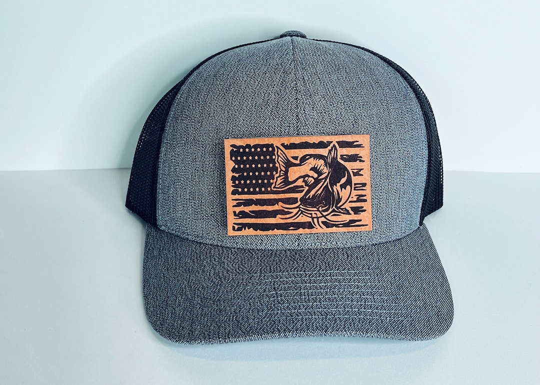 Flag Catfish Hat: Engraved Leather Patch, Richardson Snapback Cap - Etsy