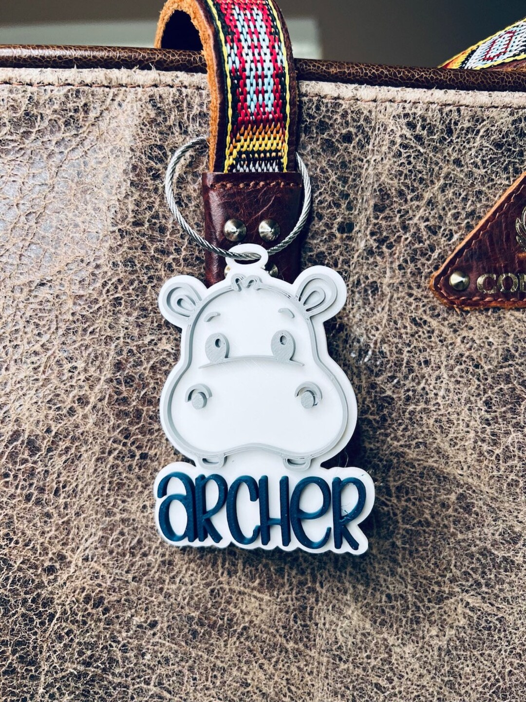 Personalized Hippo Name Tag: 3D Printed Bag Charm - Etsy