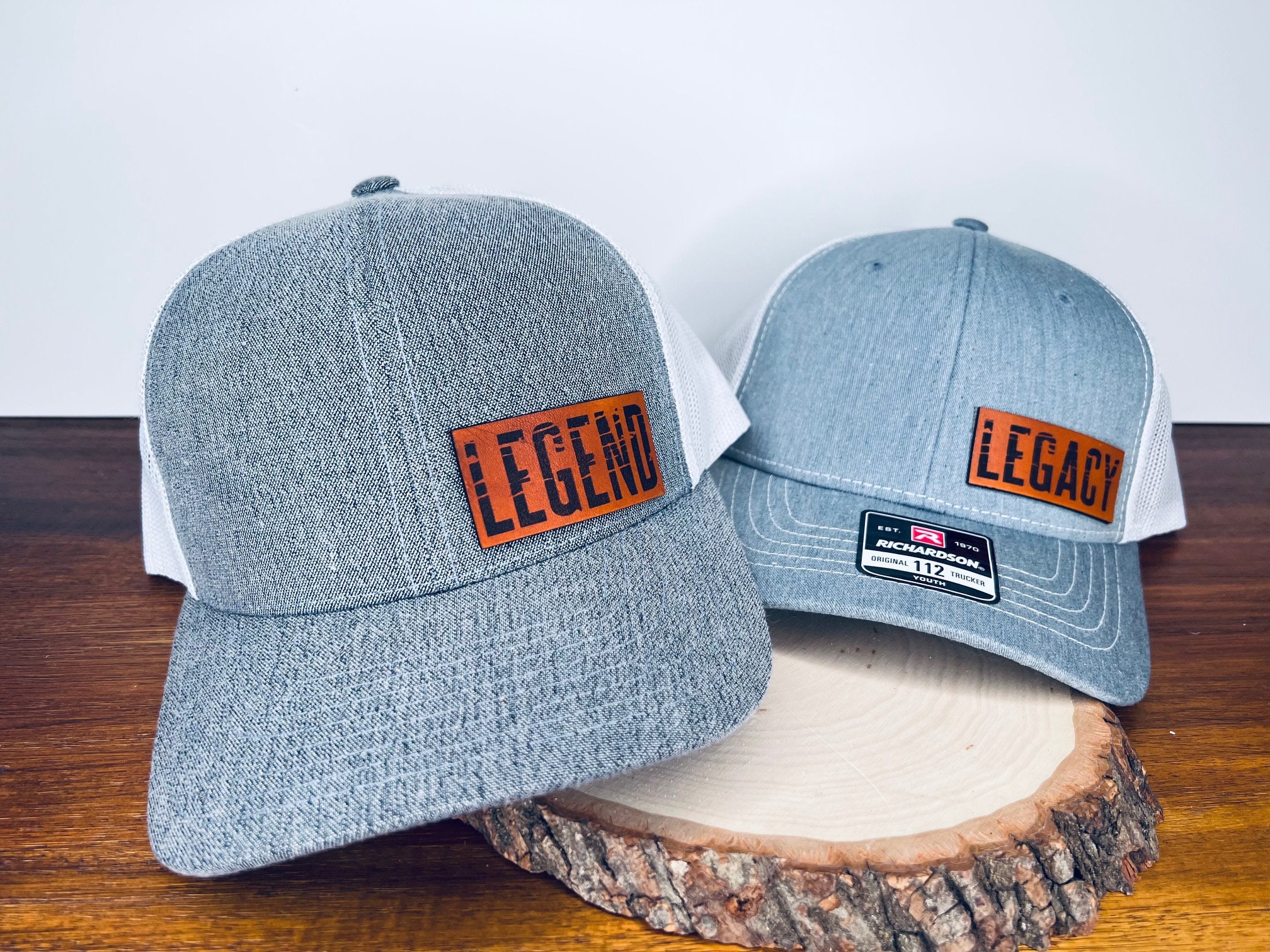 Legend and Legacy Adult & Youth Hat Set. Engraved Leather Hat Patch ...