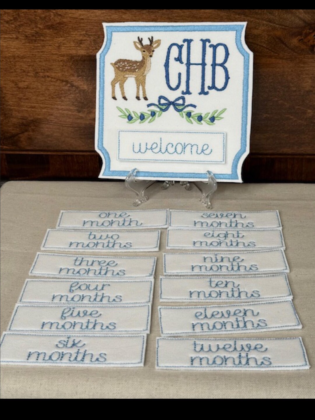 Notched Deer Baby Milestone Marker - Welcome to 12 Month - First Year ...