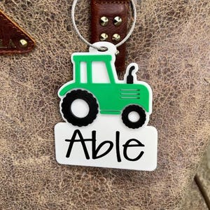 Personalized Tractor Name Bag Tag, Bogg Bag Charm, Backpack Tag, Childs ...