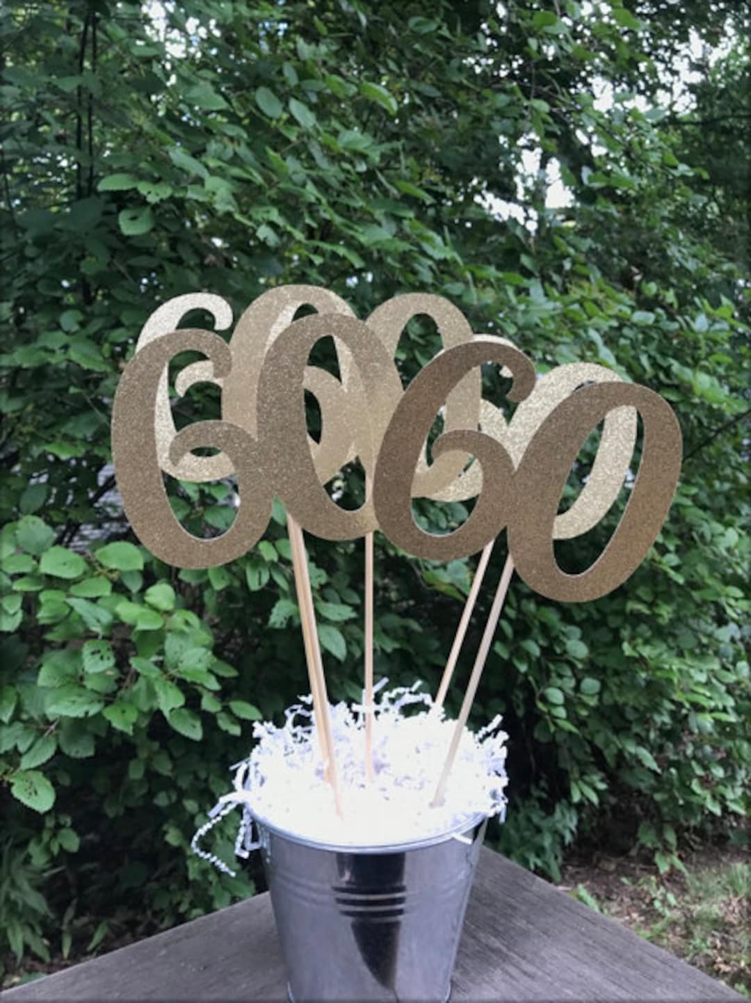 60th Birthday Anniversary Party Glitter Table Age Centerpiece ...