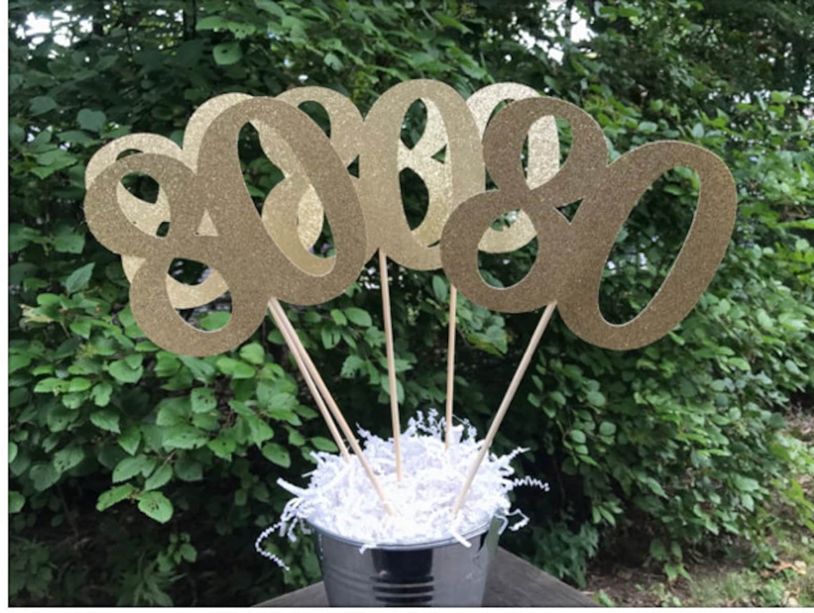 80th Birthday Anniversary Party Glitter Table Age Centerpiece ...
