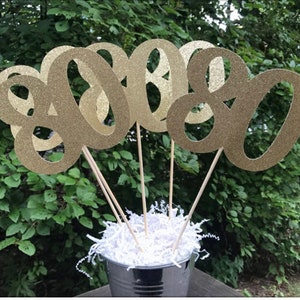 80th Birthday Anniversary Party Glitter Table Age Centerpiece ...