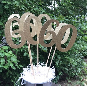 60th Birthday Anniversary Party Glitter Table Age Centerpiece ...
