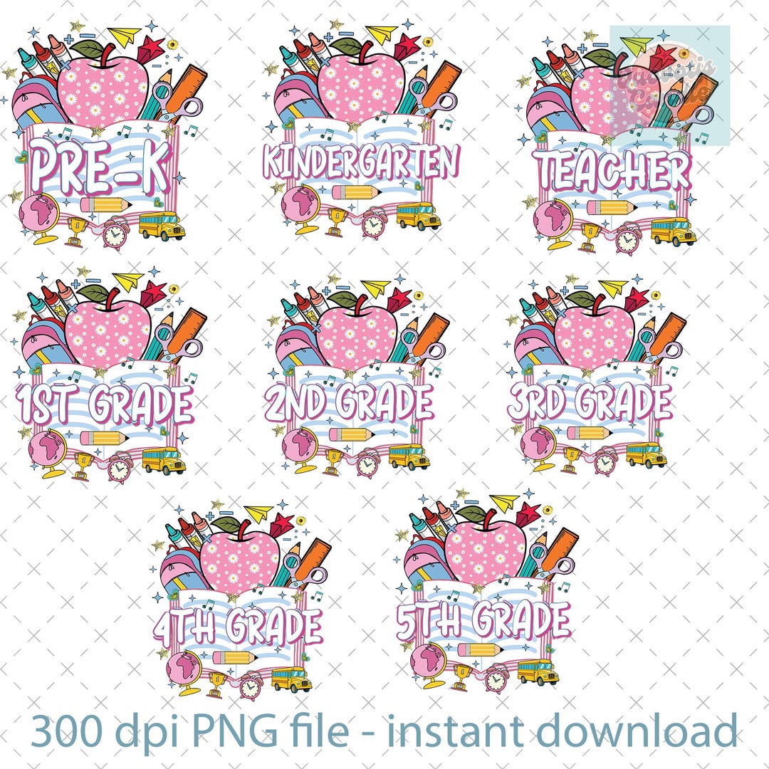 Apple Teacher Back to School Bundle, 2nd 3rd 4th PNG, Custom Back to ...