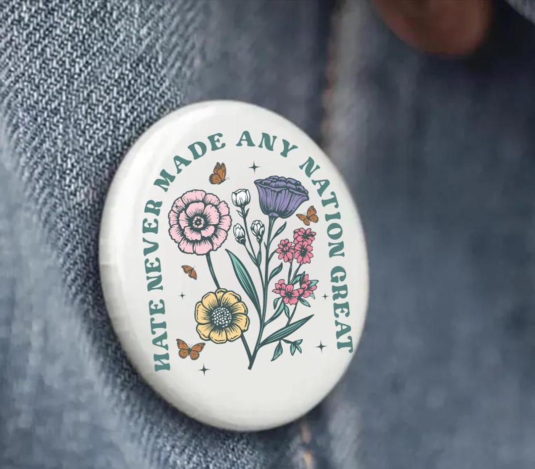 Anti Trump Floral Democrat President Liberal Pin Button, Floral Graphic ...